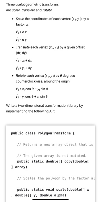 1. Polygon transform (25 points). Write a library of | Chegg.com