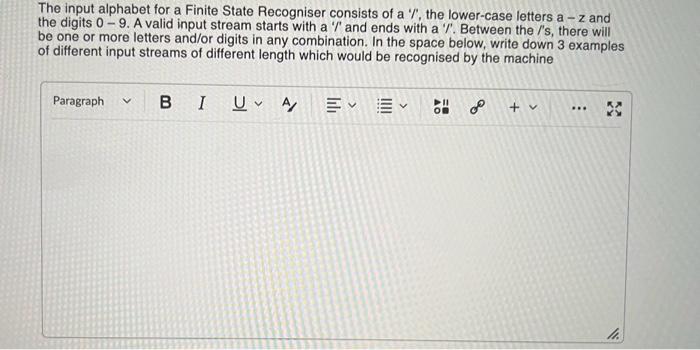 Solved The input alphabet for a Finite State Recogniser | Chegg.com