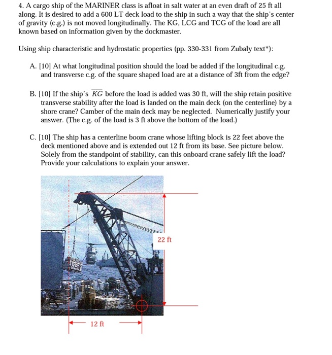 4. A cargo ship of the MARINER class is afloat in | Chegg.com