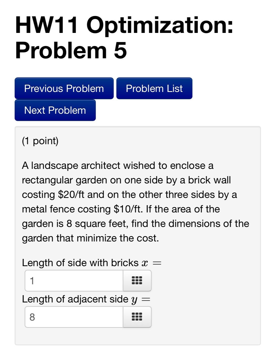 Solved HW11 ﻿Optimization: Problem 5Previous Problem(1 | Chegg.com