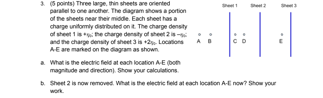 Solved Three large, thin sheets are oriented parallel to one | Chegg.com
