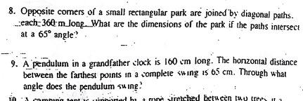 Solved 8. Opposite comers of a small rectangular park are | Chegg.com
