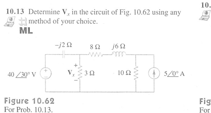 Solved 10．13 ﻿Determine \( \mathrm{V}_{x} \) ﻿in the circuit | Chegg.com