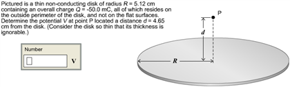 Solved Pictured is a thin non-conducting disk of radius R = | Chegg.com