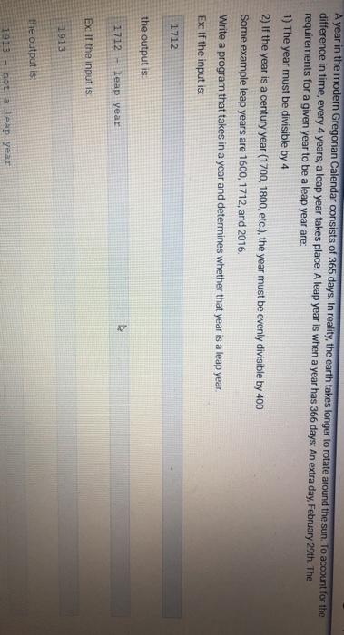 Solved A year in the modern Gregorian Calendar consists of | Chegg.com