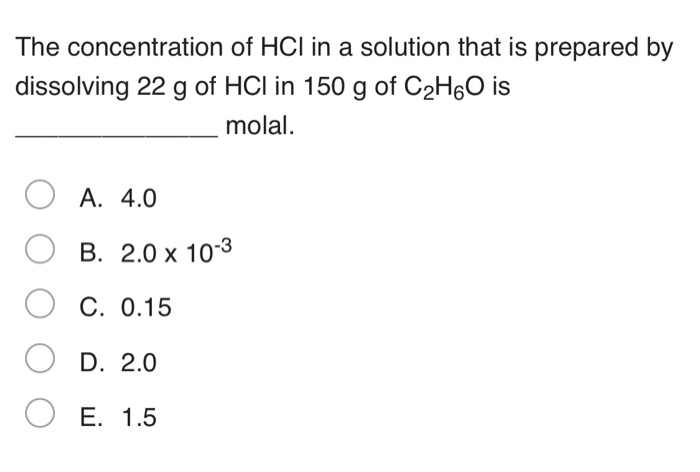 Solved The concentration of HCl in a solution that is | Chegg.com