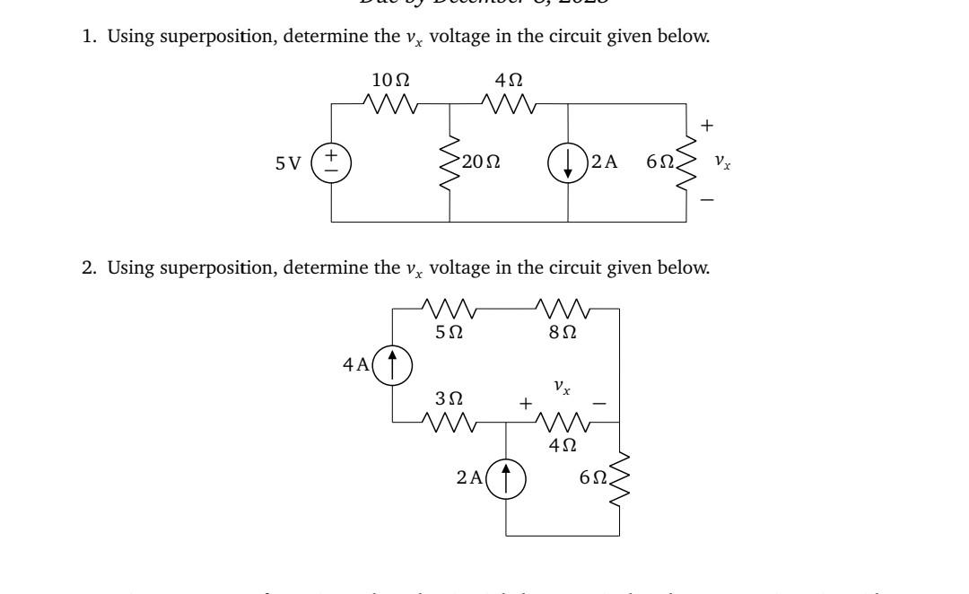 Solved 1. Using superposition, determine the vx voltage in | Chegg.com