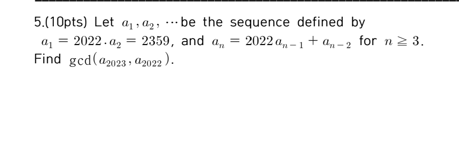Solved 5.(10pts) ﻿Let a1,a2,cdots be the sequence defined by | Chegg.com
