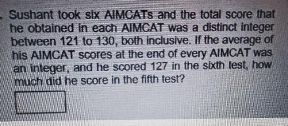 Sushant took six AIMCATS and the total score that he | Chegg.com