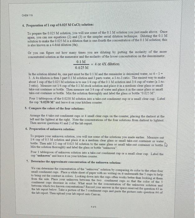 Solved LABORATORY REPORT Dilution and concentration of | Chegg.com