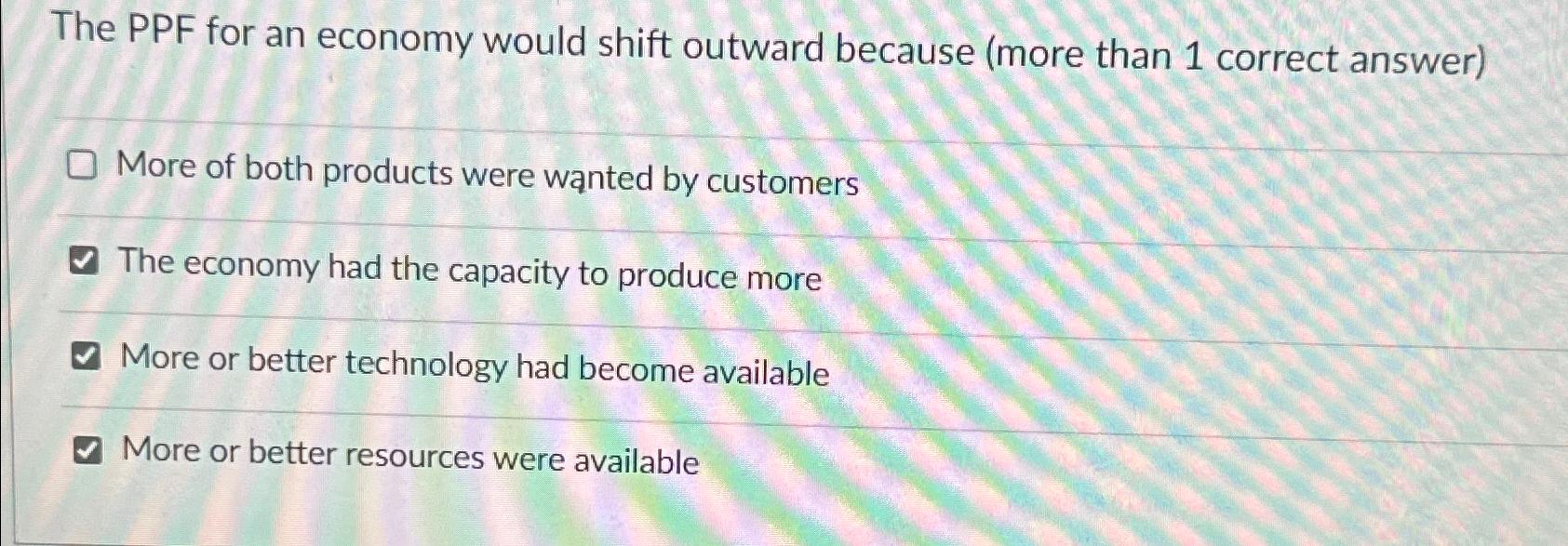Solved The PPF for an economy would shift outward because | Chegg.com