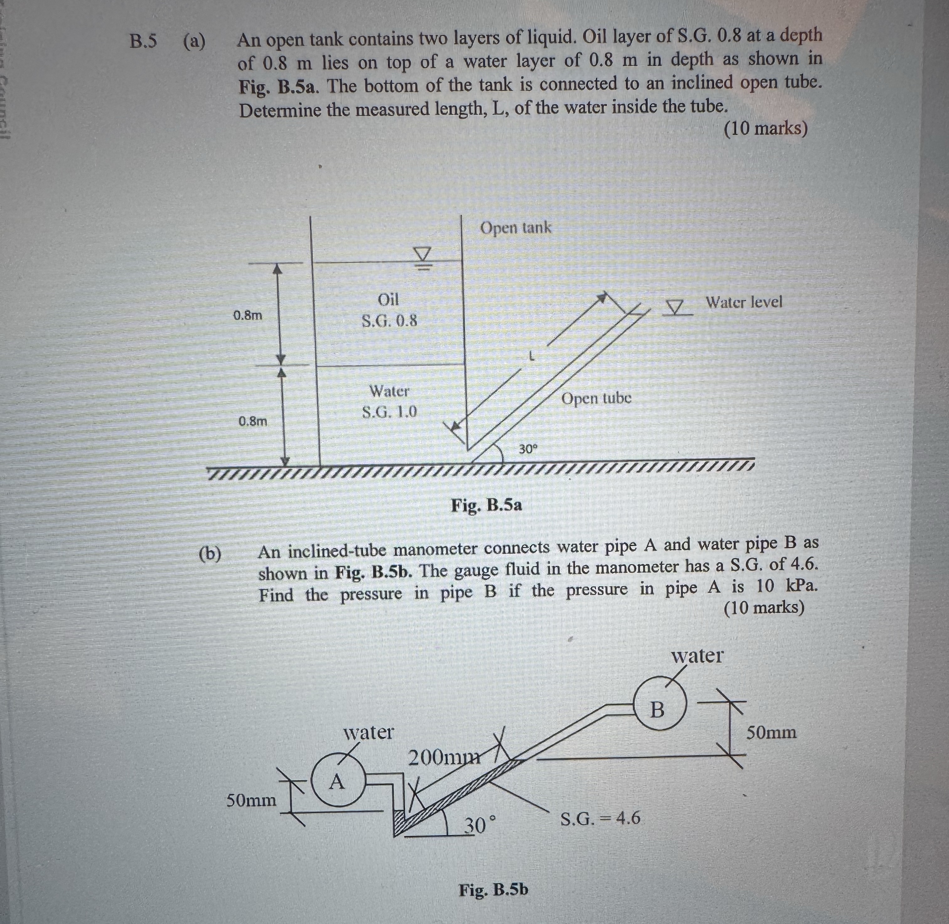 Solved B. 5 (a) ﻿An open tank contains two layers of liquid. | Chegg.com