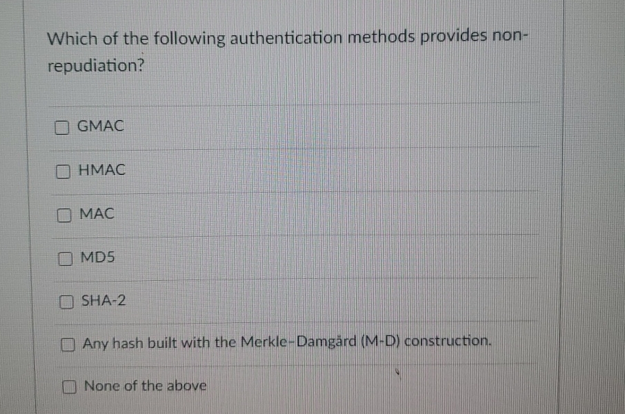 Solved Which of the following authentication methods | Chegg.com Solved Which of the following authentication methods | Chegg.com