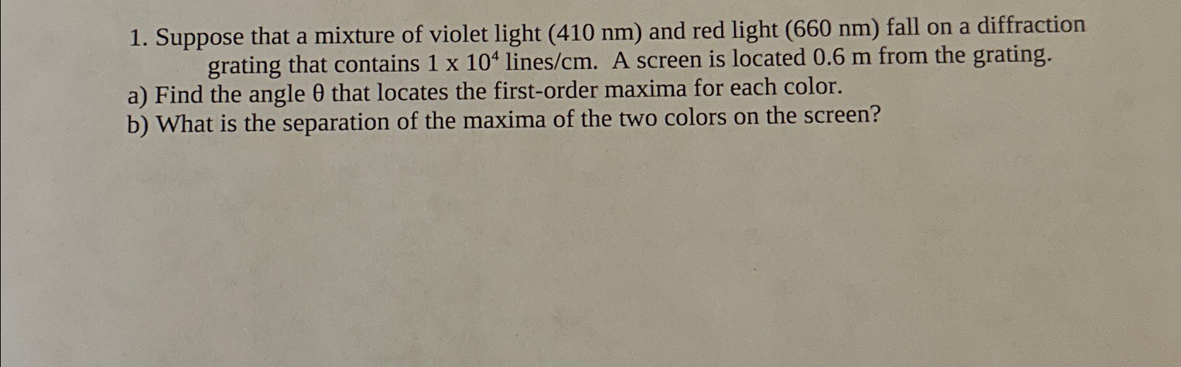 Solved Suppose that a mixture of violet light (410nm) ﻿and | Chegg.com