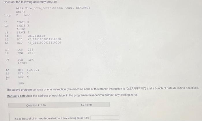 Solved The above program consists of one instruction (the | Chegg.com