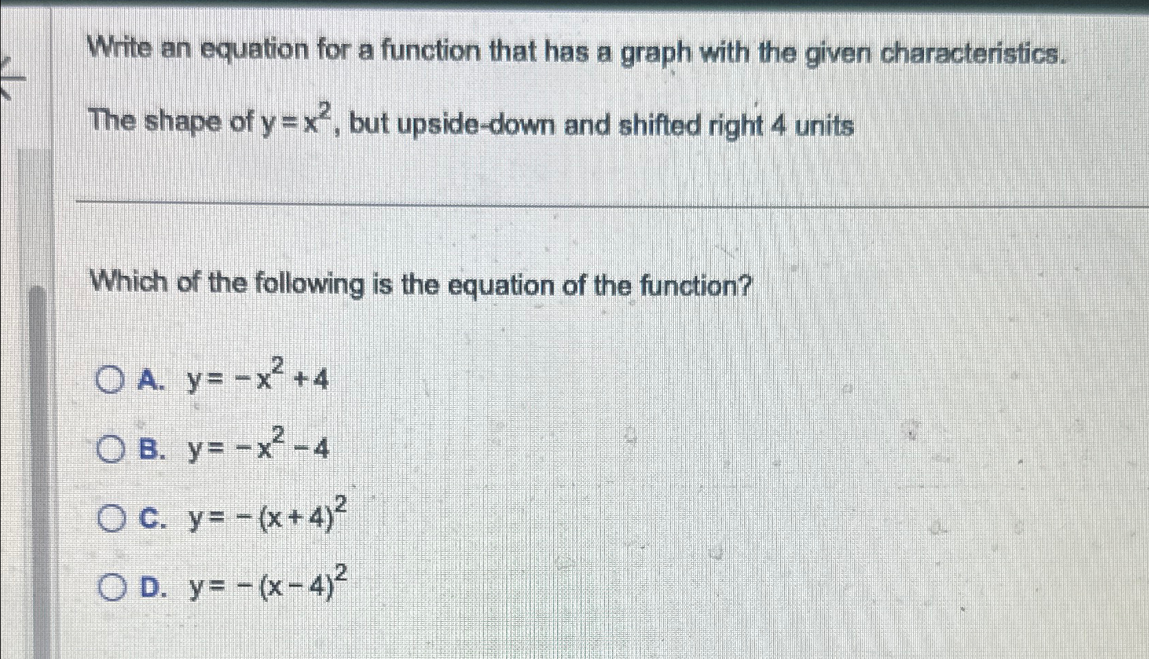 Solved Write an equation for a function that has a graph | Chegg.com