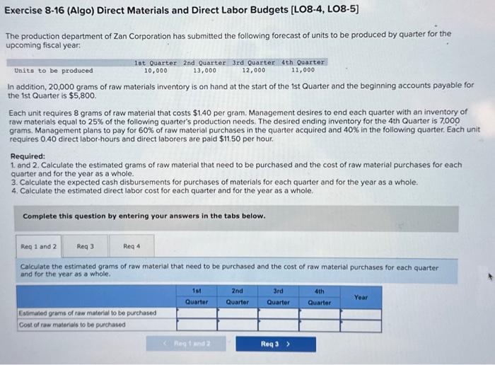 Solved Exercise 8-16 (Algo) Direct Materials and Direct | Chegg.com