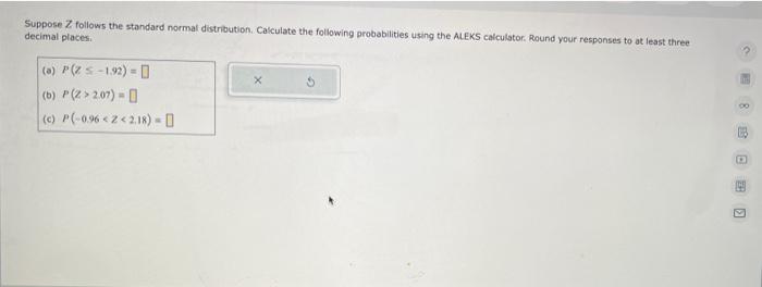 [solved] Suppose Z Follows The Standard Normal Distributio