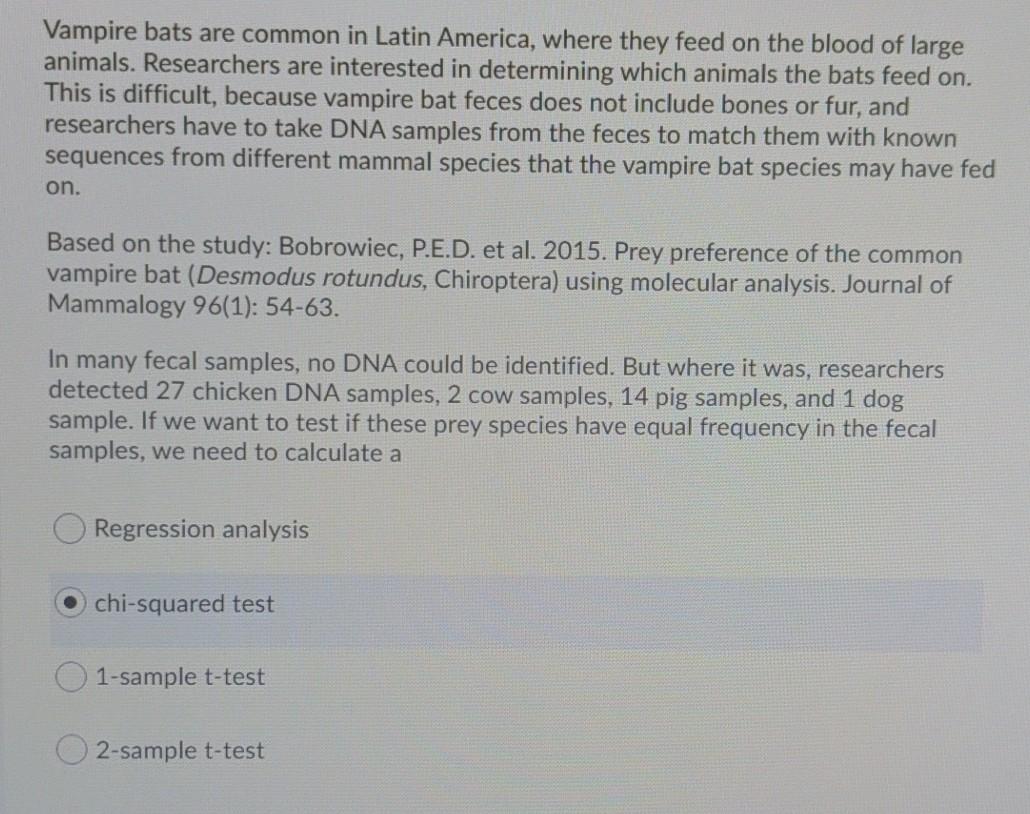 Solved Vampire bats are common in Latin America, where they | Chegg.com