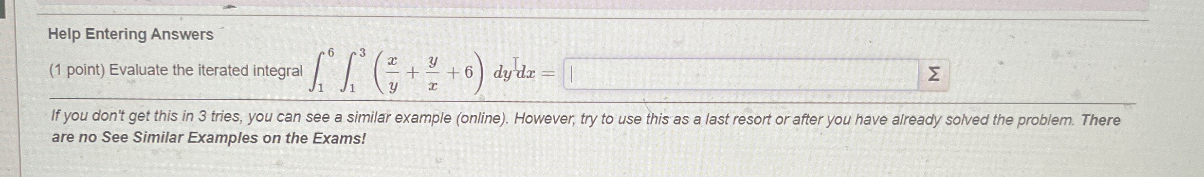 Solved Help Entering Answers(1 ﻿point) ﻿Evaluate the | Chegg.com