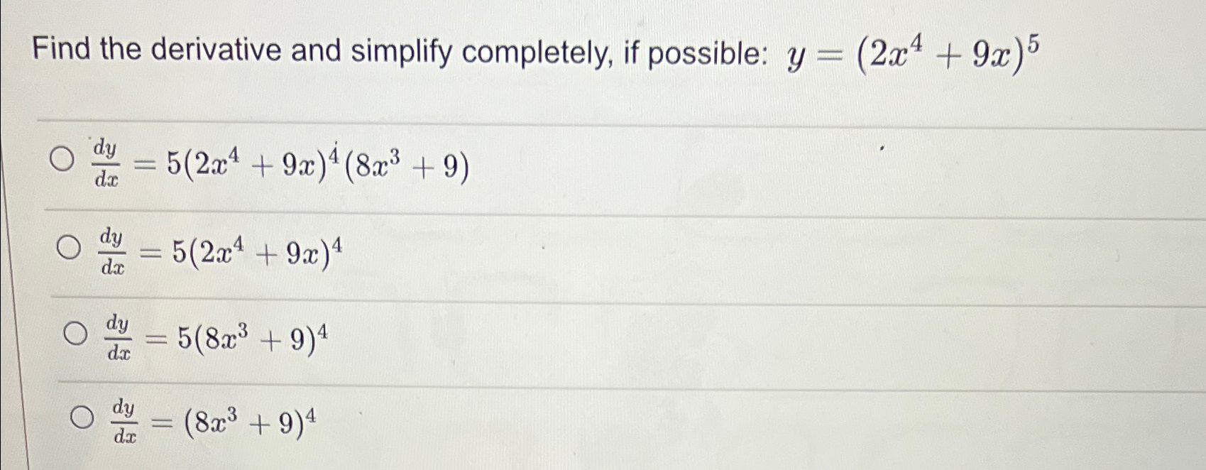 Solved Find the derivative and simplify completely, if | Chegg.com