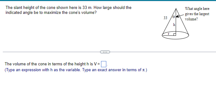 Solved The slant height of the cone shown here is 33m. ﻿How | Chegg.com