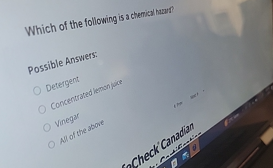 Solved Which of the following is a chemical hazard?Possible | Chegg.com