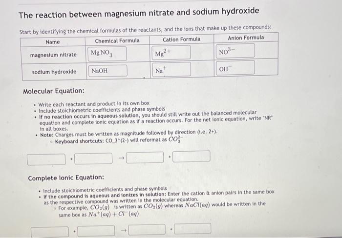 Solved The reaction between magnesium nitrate and sodium | Chegg.com