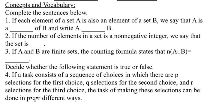 Solved Concepts and Vocabulary: Complete the sentences | Chegg.com