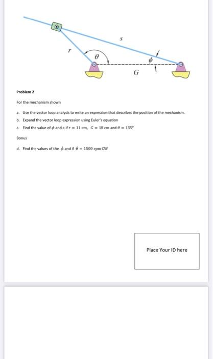 Solved Problem 2 For the mechanism shown Use the vector loop | Chegg.com