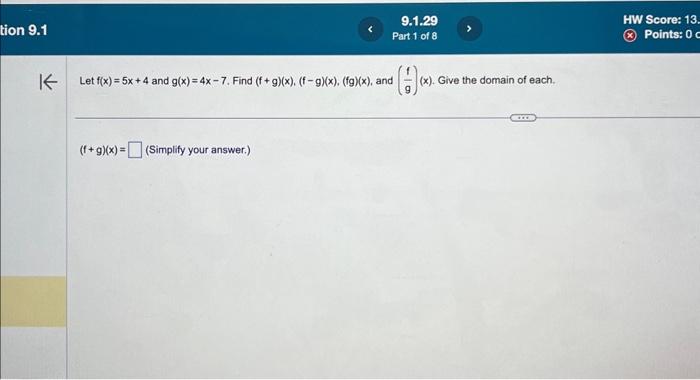 Solved Let F X 5x 4 And G X 4x−7 Find