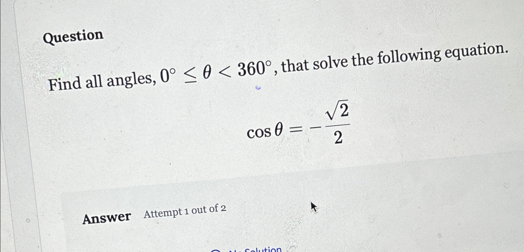 Solved QuestionFind all angles, 0°≤θ