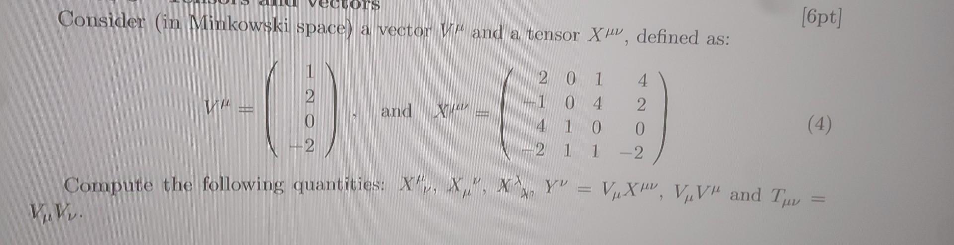 Solved Consider (in Minkowski space) a vector Vμ and a | Chegg.com