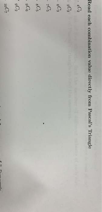 Solved Read each combination value directly from Pascal's | Chegg.com