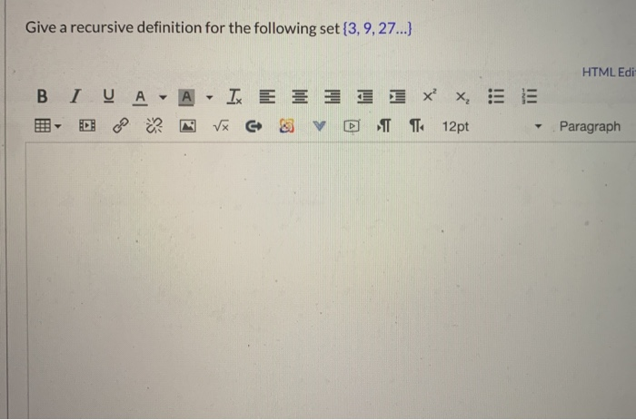Solved Give a recursive definition for the following set | Chegg.com