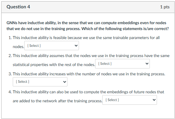 Solved Question 4 ﻿GNNs have inductive ability, in the sense | Chegg.com