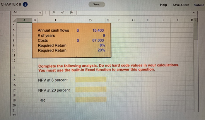 Solved CHAPTER 8 0 Saved Help Save & Exit Submit Clipboard | Chegg.com