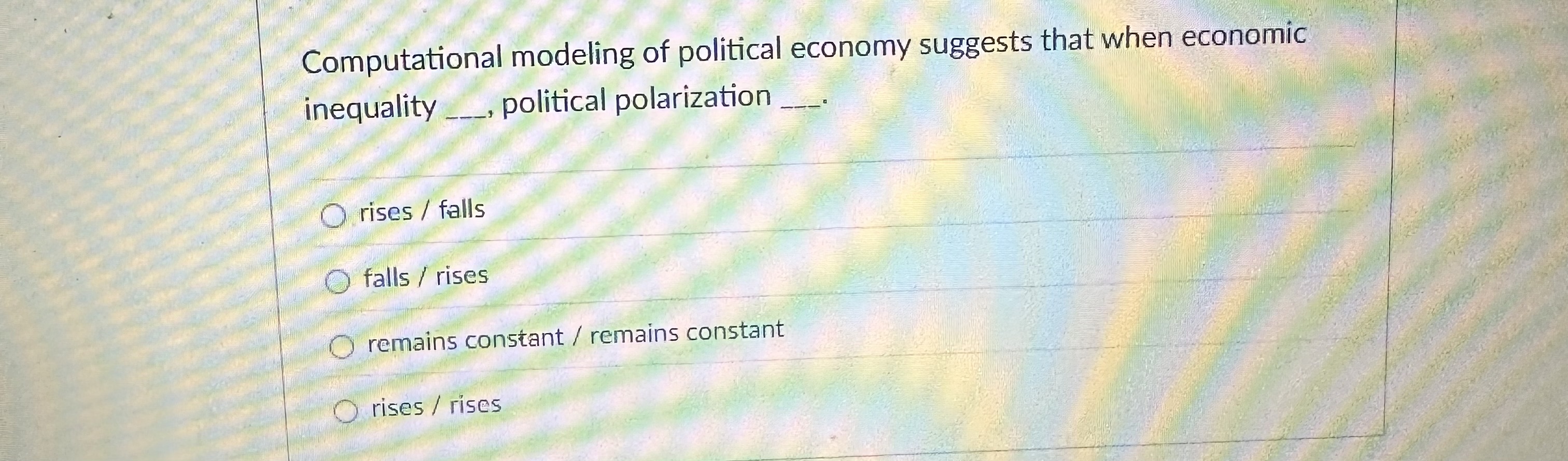 Solved Computational modeling of political economy suggests | Chegg.com