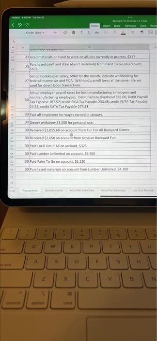 Solved Backyard fun General ledger and job cost records and | Chegg.com