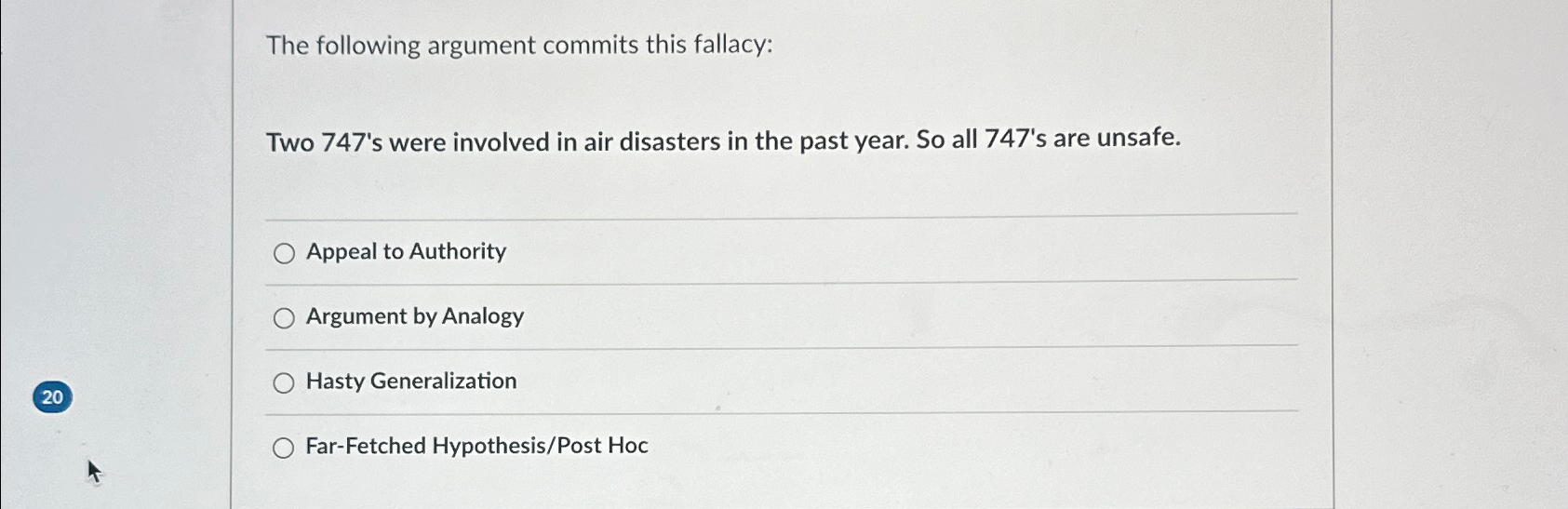 Solved The following argument commits this fallacy:Two 747's | Chegg.com