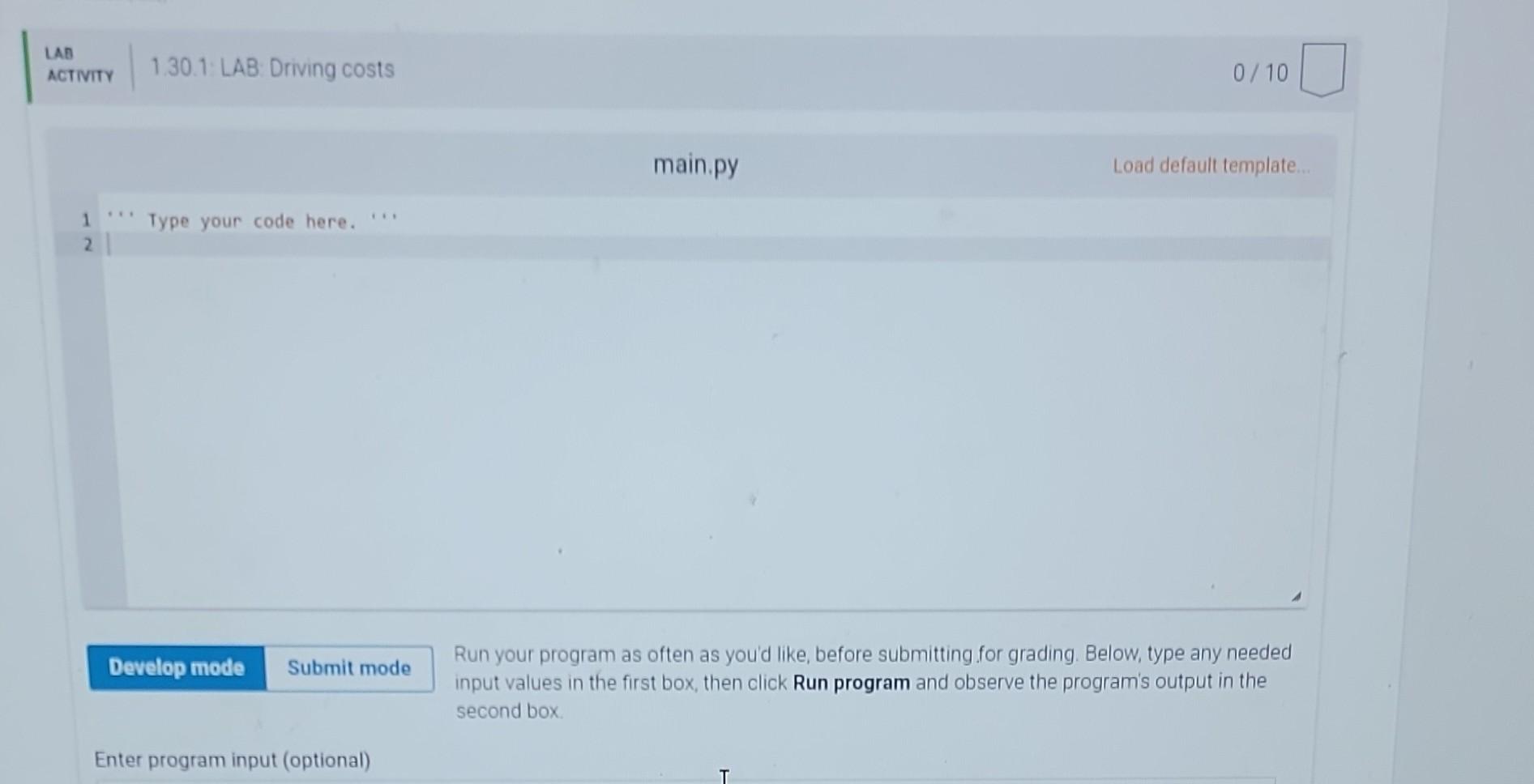 Solved \begin{tabular}{l|l} LAD \\ ACTivirY & 1.30.1: LAB: | Chegg.com
