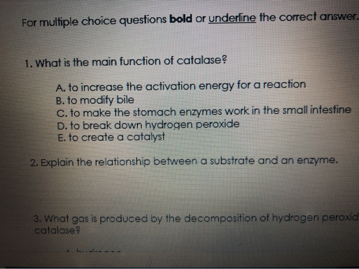 Solved For multiple choice questions bold or underline the | Chegg.com