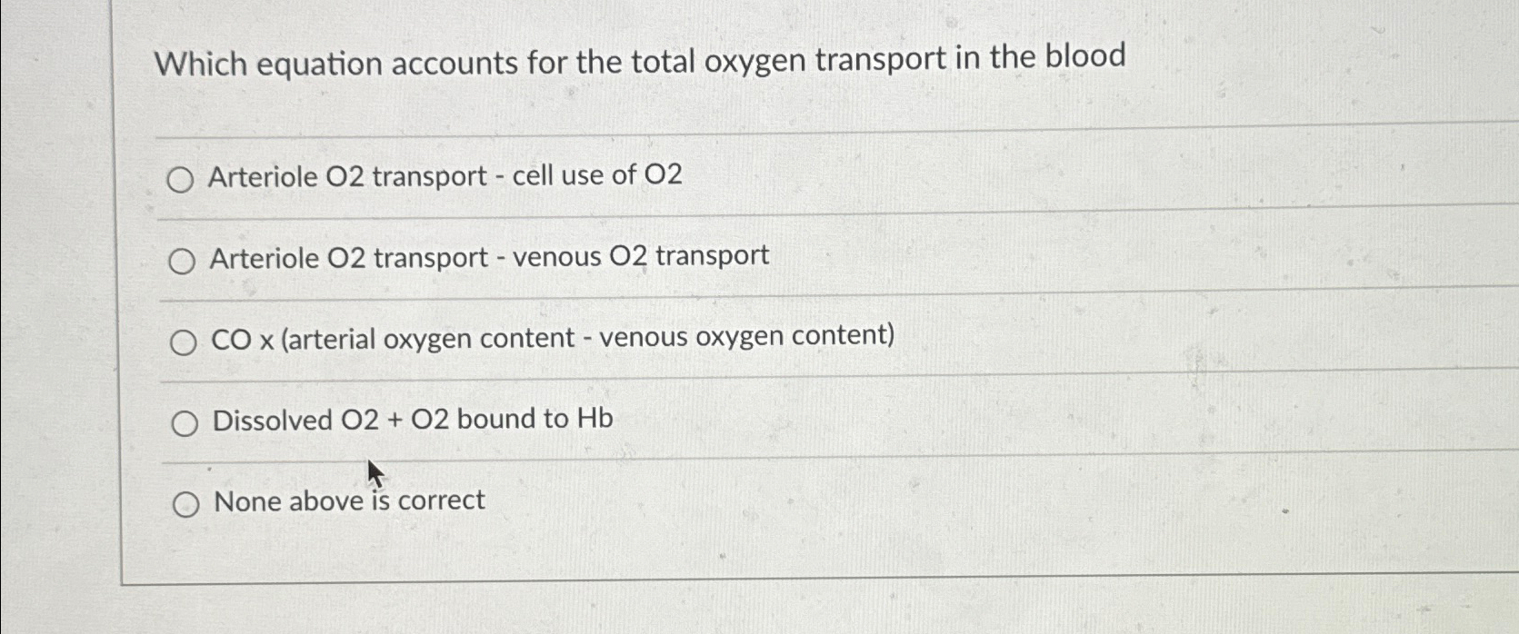 Solved Which equation accounts for the total oxygen | Chegg.com