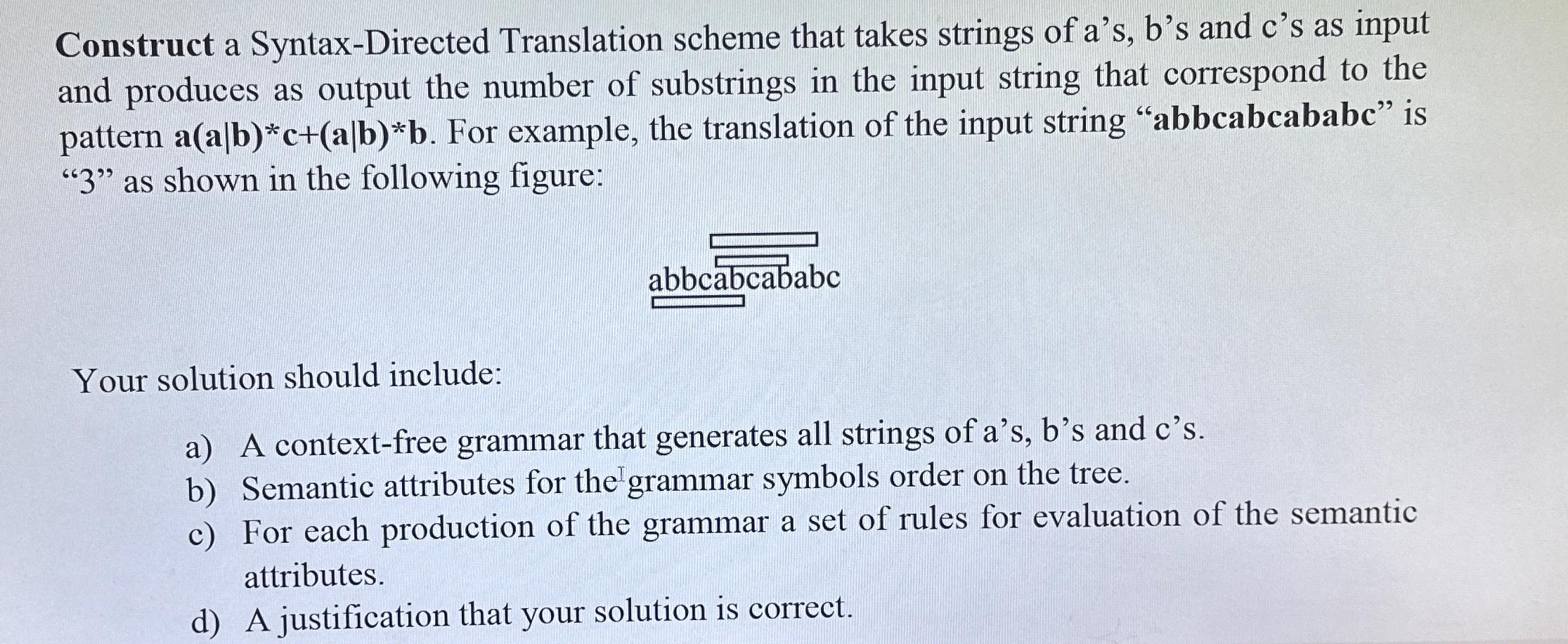 Solved Construct a Syntax-Directed Translation scheme that | Chegg.com