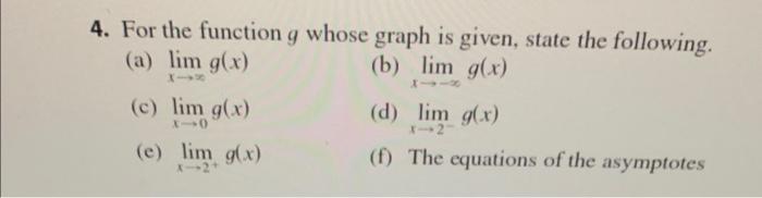 Solved 4. For the function g whose graph is given, state the | Chegg.com