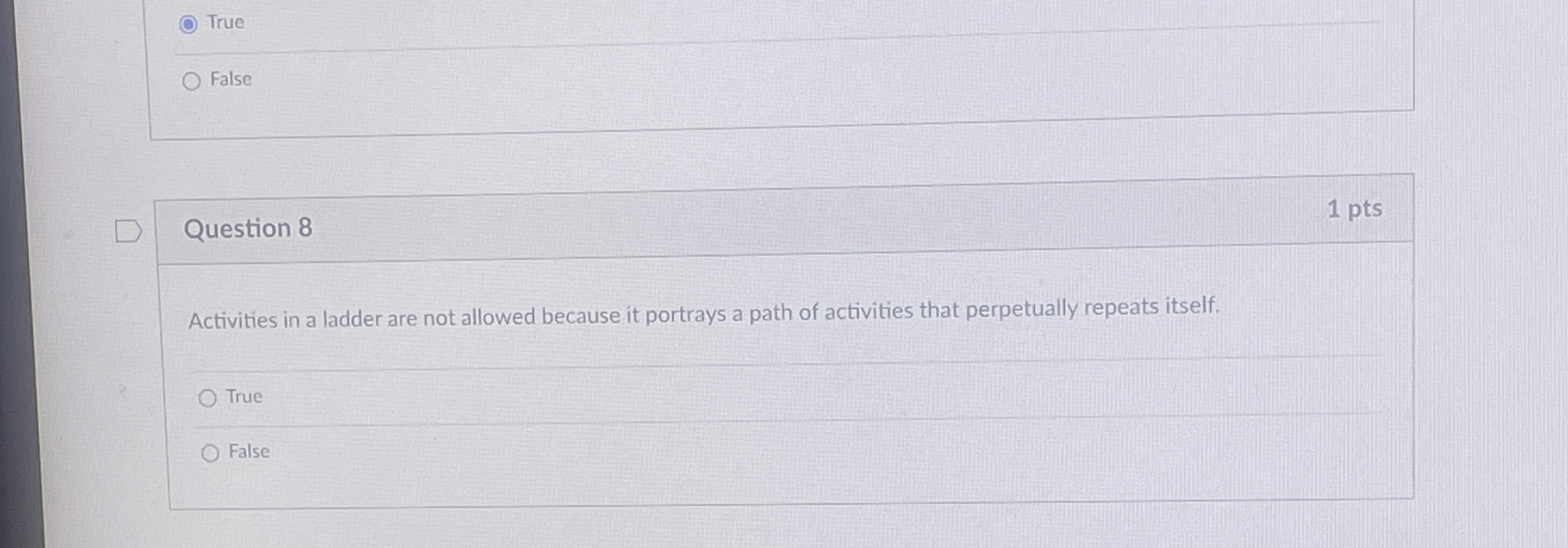 Solved TrueFalseQuestion 81 ﻿ptsActivities in a ladder are | Chegg.com