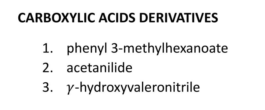 Solved CARBOXYLIC ACIDS DERIVATIVES 1. phenyl | Chegg.com