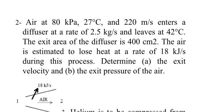 Solved 2- Air at 80 kPa, 27°C, and 220 m/s enters a diffuser | Chegg.com