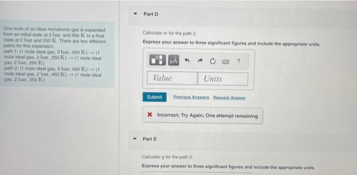 One mole of an ideal monotomic gas is expanded from | Chegg.com