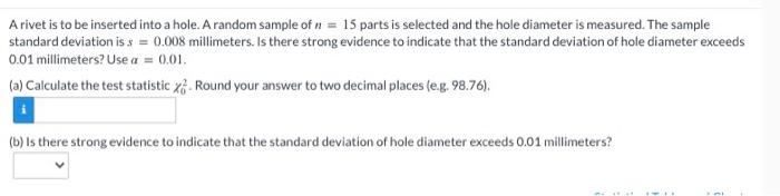 Solved A rivet is to be inserted into a hole. A random | Chegg.com